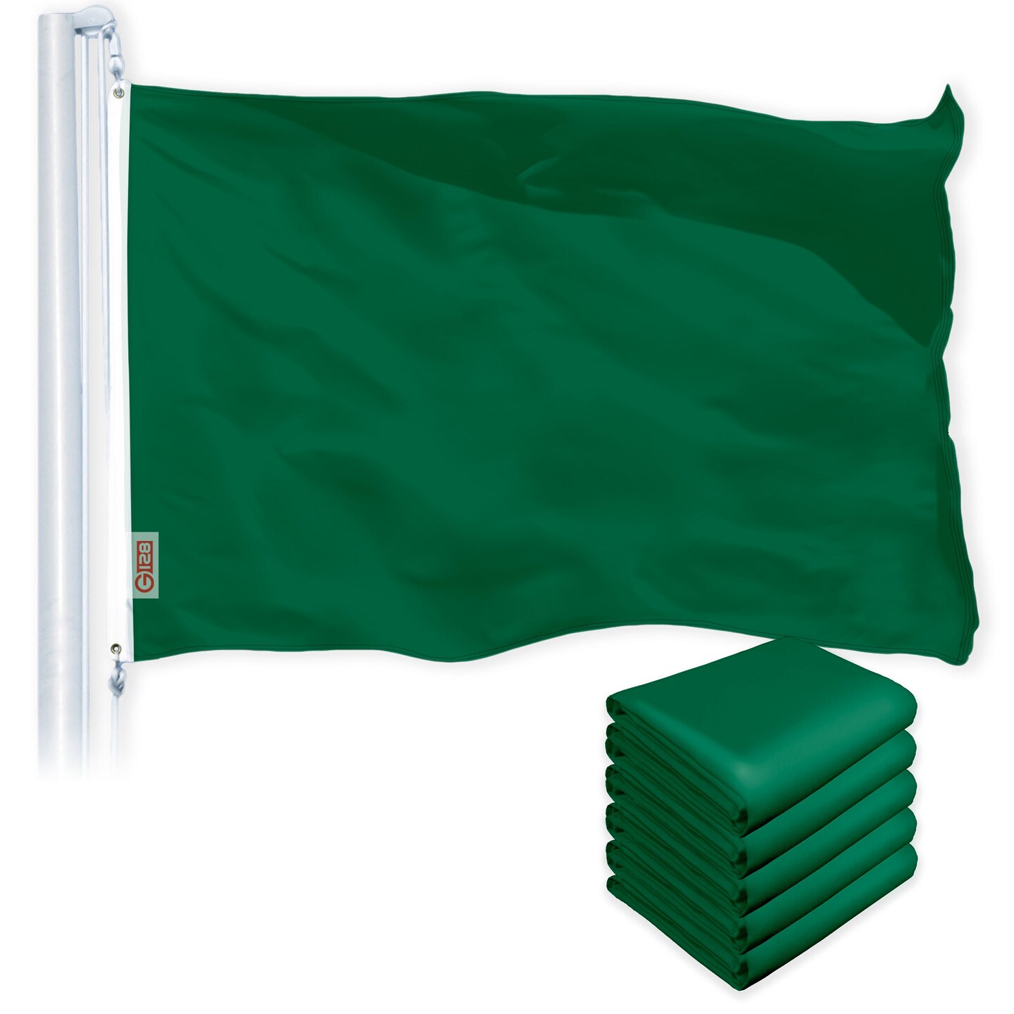 Solid Dark Green Color Flag 3x5 Ft 5-Pack Printed 150D Polyester By ...
