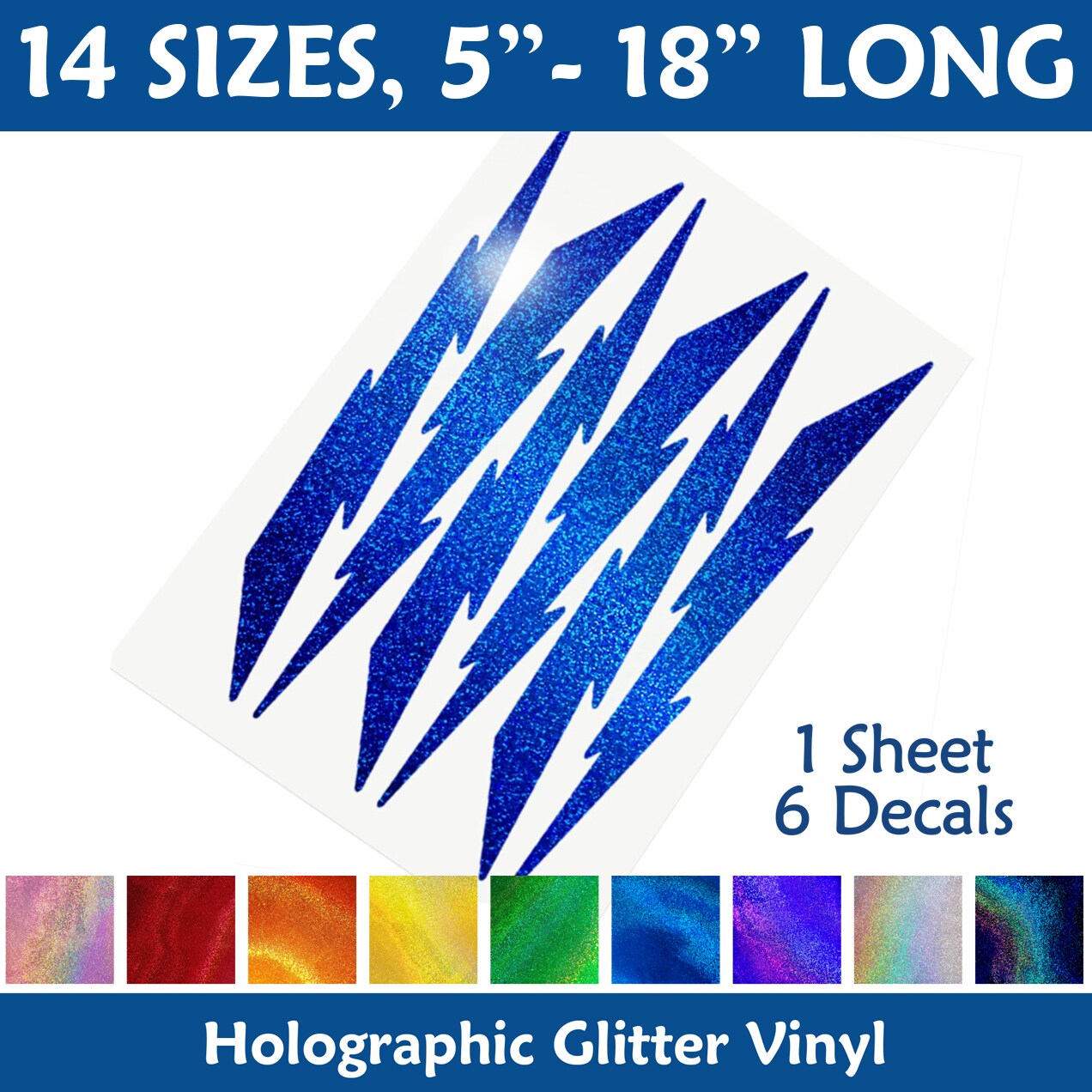 6 Lightning Bolts Glitter Decal Set, Six Lightning Stickers Kit ...