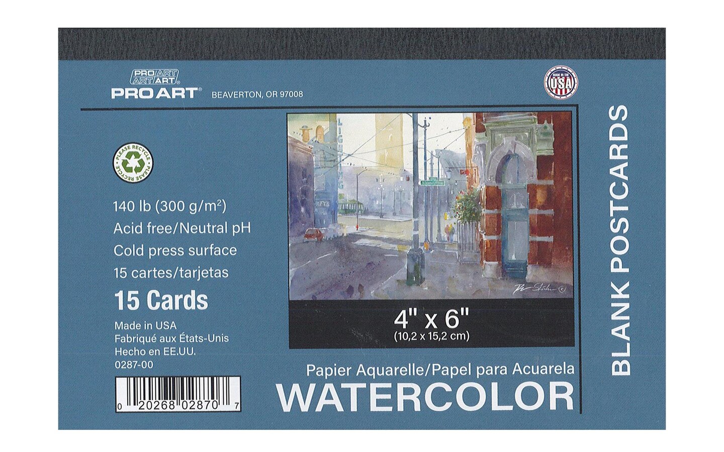 Pro Art Watercolor Postcard Pad 4x6 140lb 15pcTape, Model: PA-340413 ...