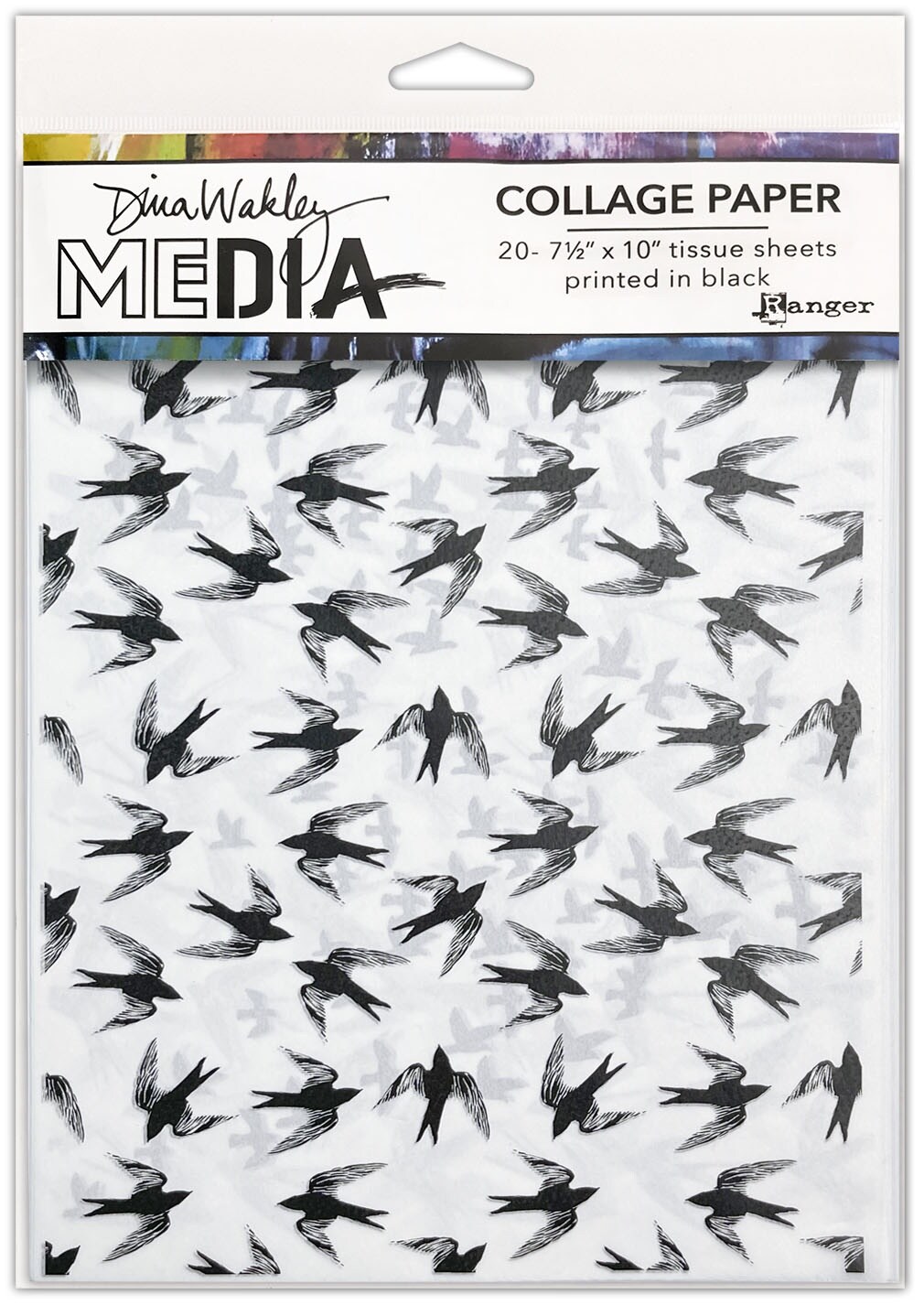 Dina Wakley Media Collage Tissue Paper 7.5"X10" 20/Pkg-Flying Things ...