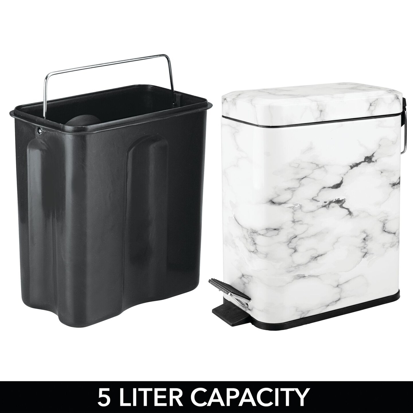 mDesign Step Trash Can, Gallon Garbage Bin, Removable Liner Bucket ...