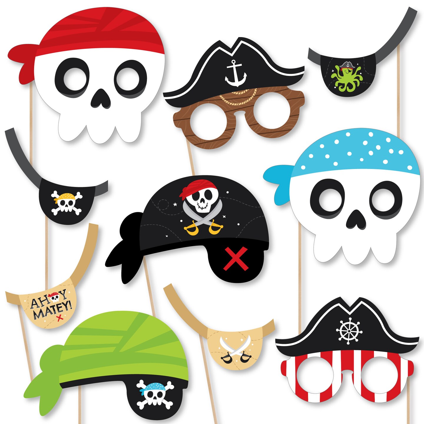 Big Dot of Happiness Pirate Ship Adventures Glasses, Masks, and ...