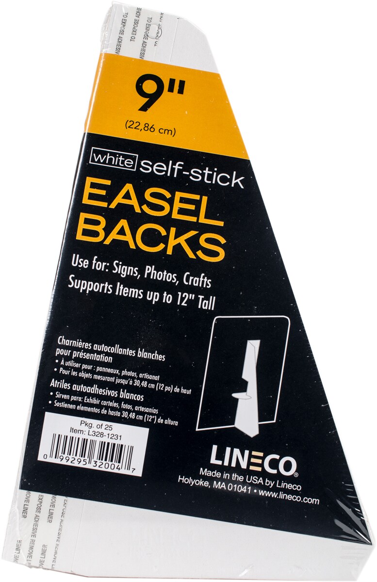 Lineco Self-Stick Chipboard Easel Backs 25/Pkg-White Single-Wing 9 ...