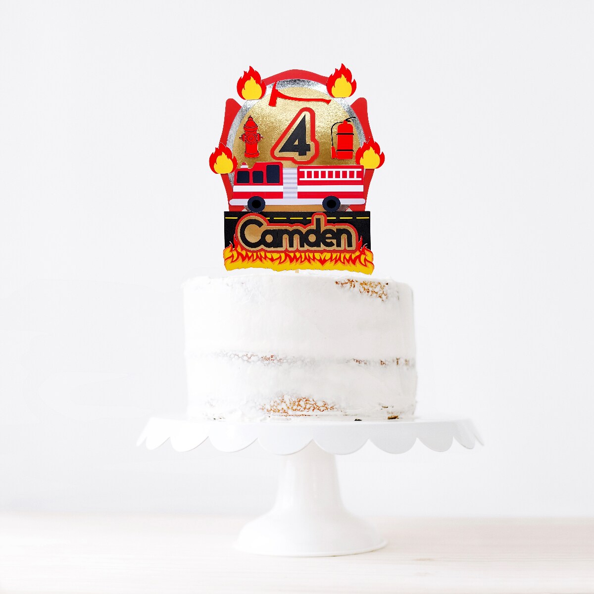 Fire Truck Cake Topper, Fire Cake Topper, Fire Truck, Fireman Cake ...