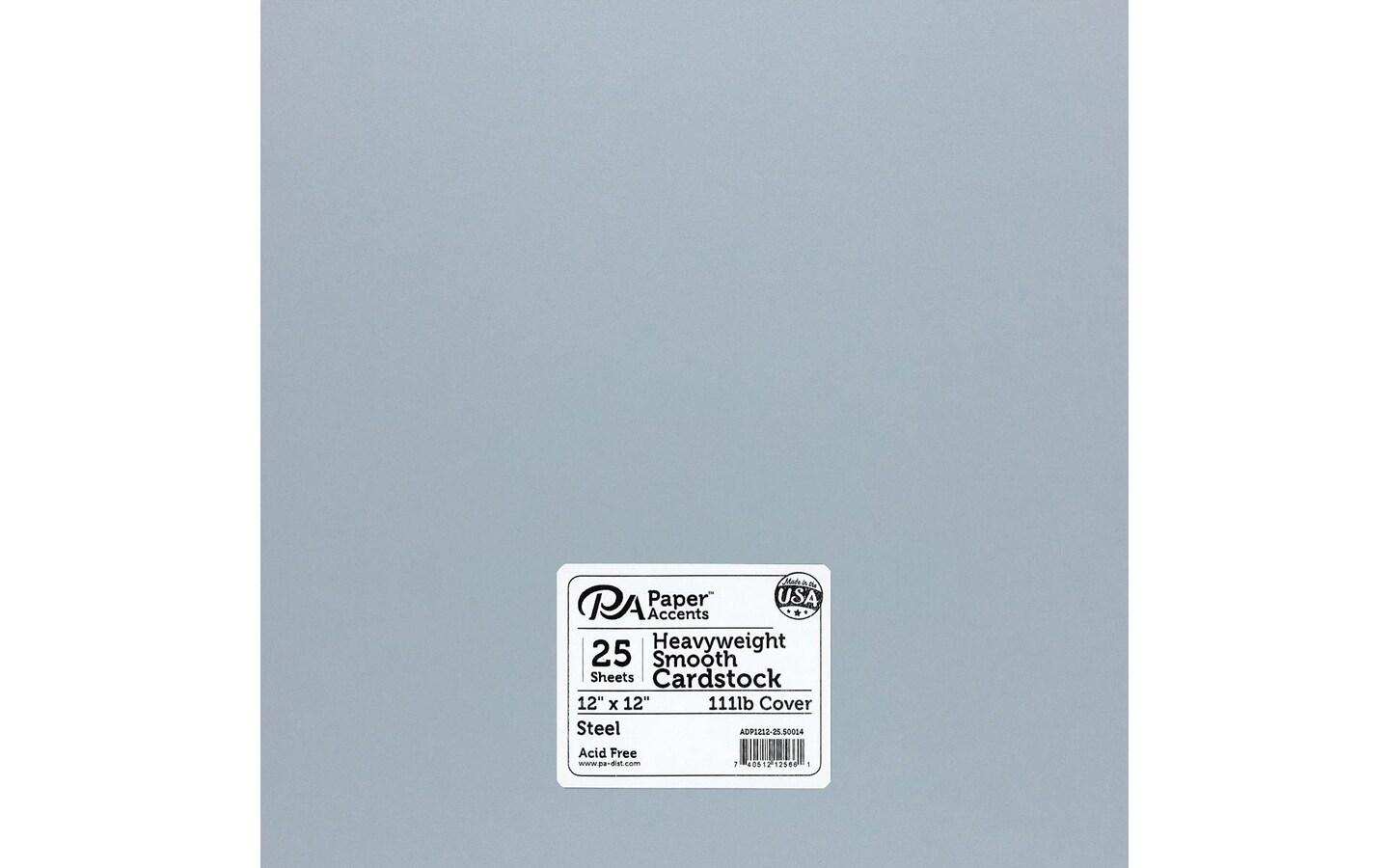 PA Paper Accents Heavyweight Smooth Cardstock 12" x 12" Steel, 111lb ...