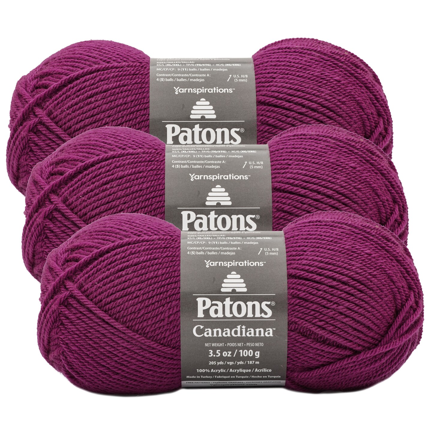 (Pack of 3) Patons Canadiana Yarn - Solids-Fuchsia | Michaels