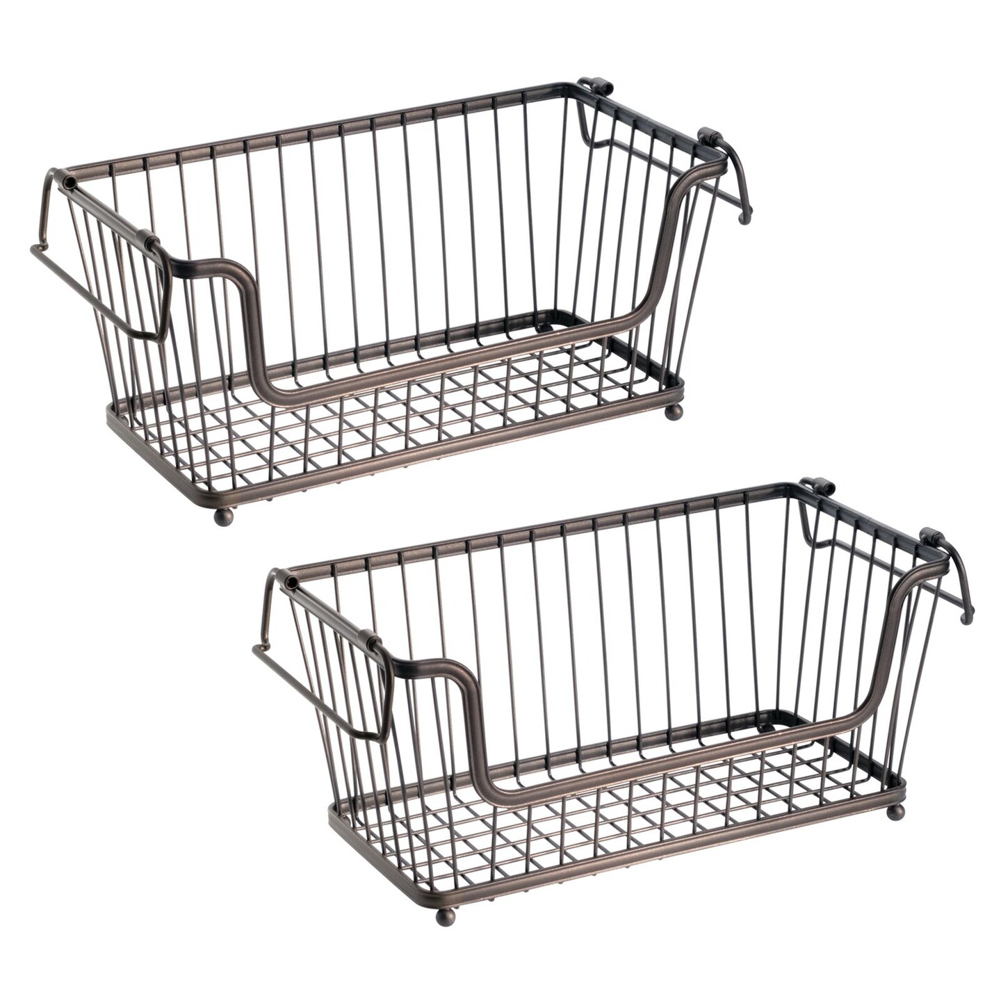 mDesign Stackable Metal Food Storage Basket with Handles, 2 Pack | Food ...