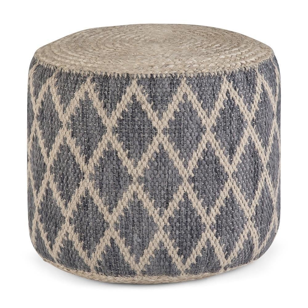 Simplihome Edgeley Round Pouf, Footstool, Upholstered, Contemporary ...
