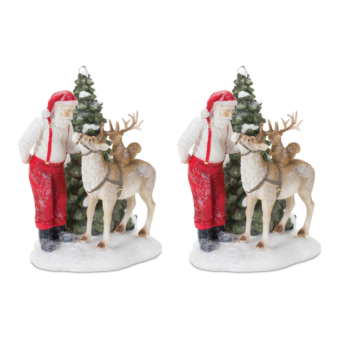 Melrose Set of 2 Santa with Woodland Animal Christmas Tabletop ...