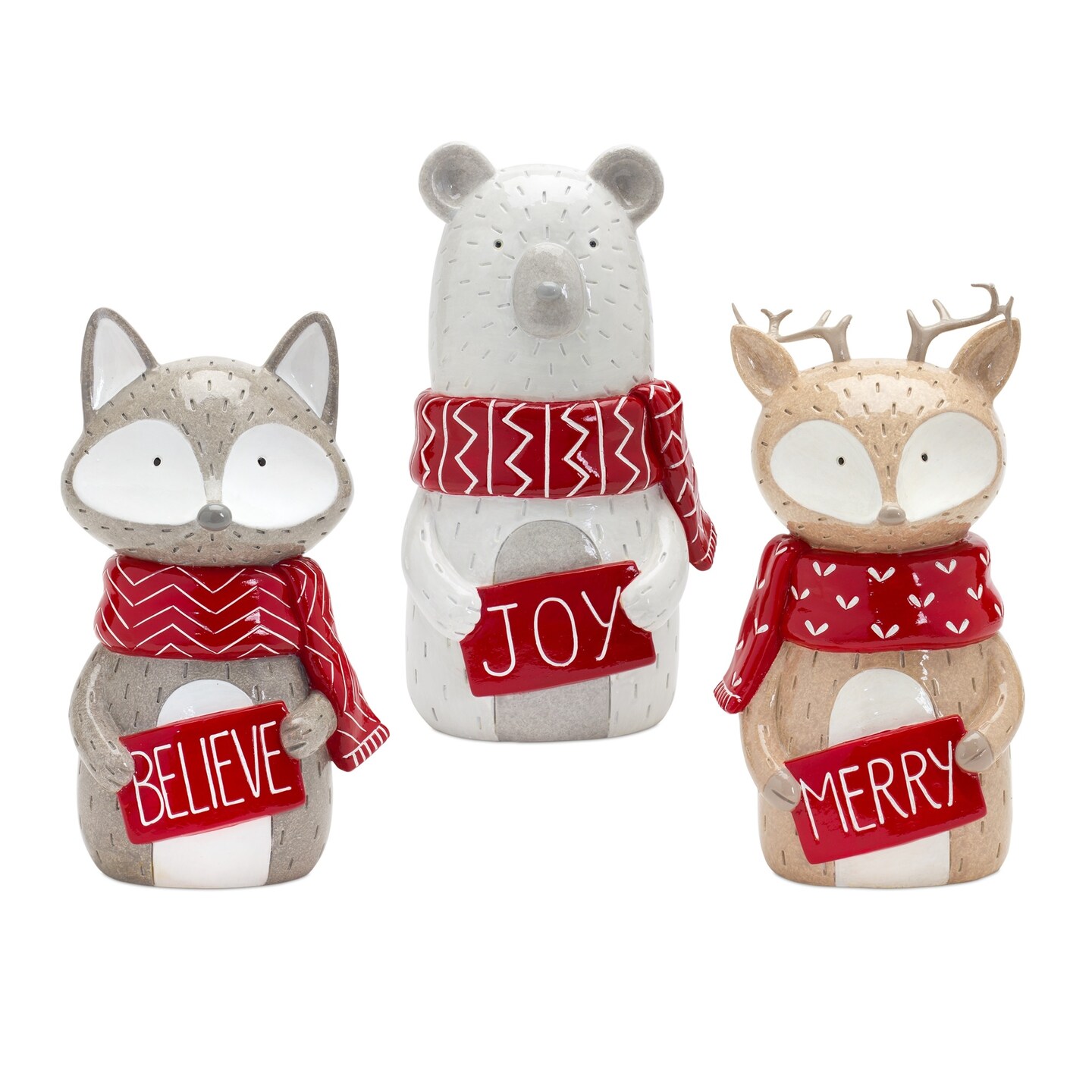 Melrose Set of 3 Animals with Sign Christmas Figurines 10.75" | Michaels