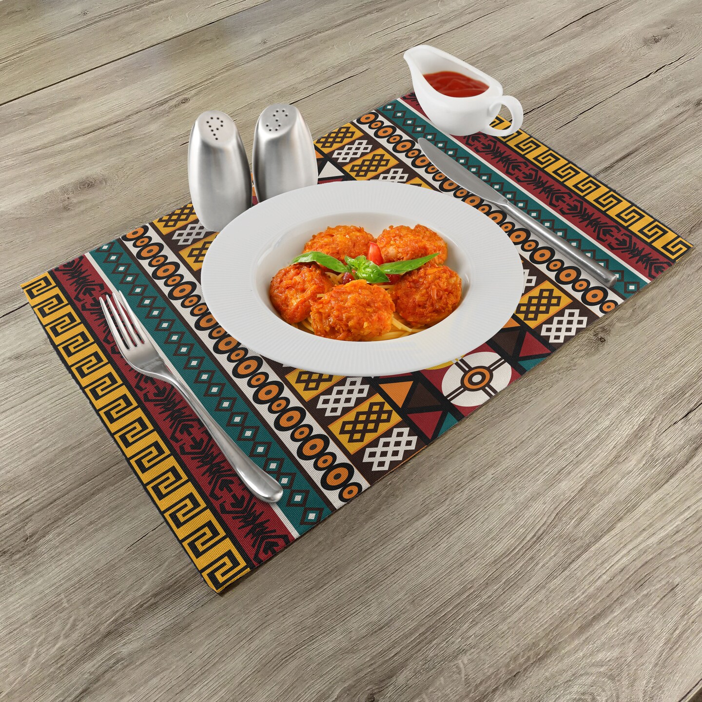 Ambesonne Kente Pattern Place Mats Set of 4, Vertical Borders Inspired ...