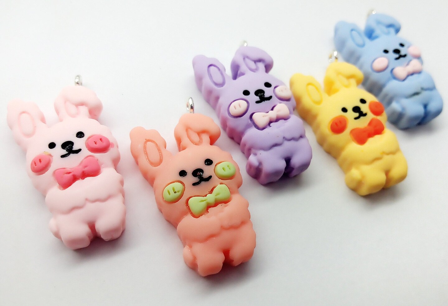 Cute Bunny Charms, 6 pieces in Mixed Pastel Colors, Adorabilities ...