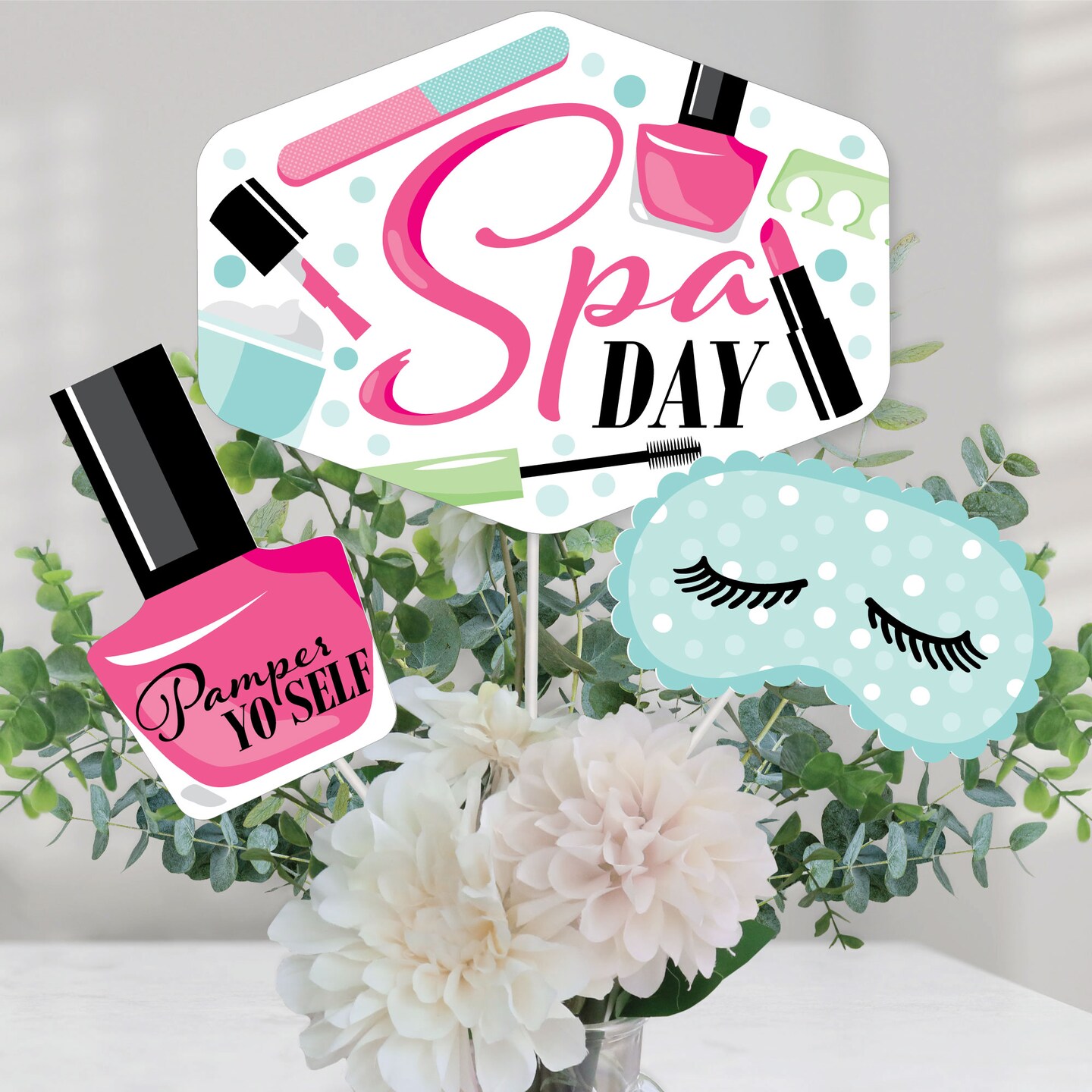 Big Dot of Happiness Spa Day - Girls Makeup Party Centerpiece Sticks ...