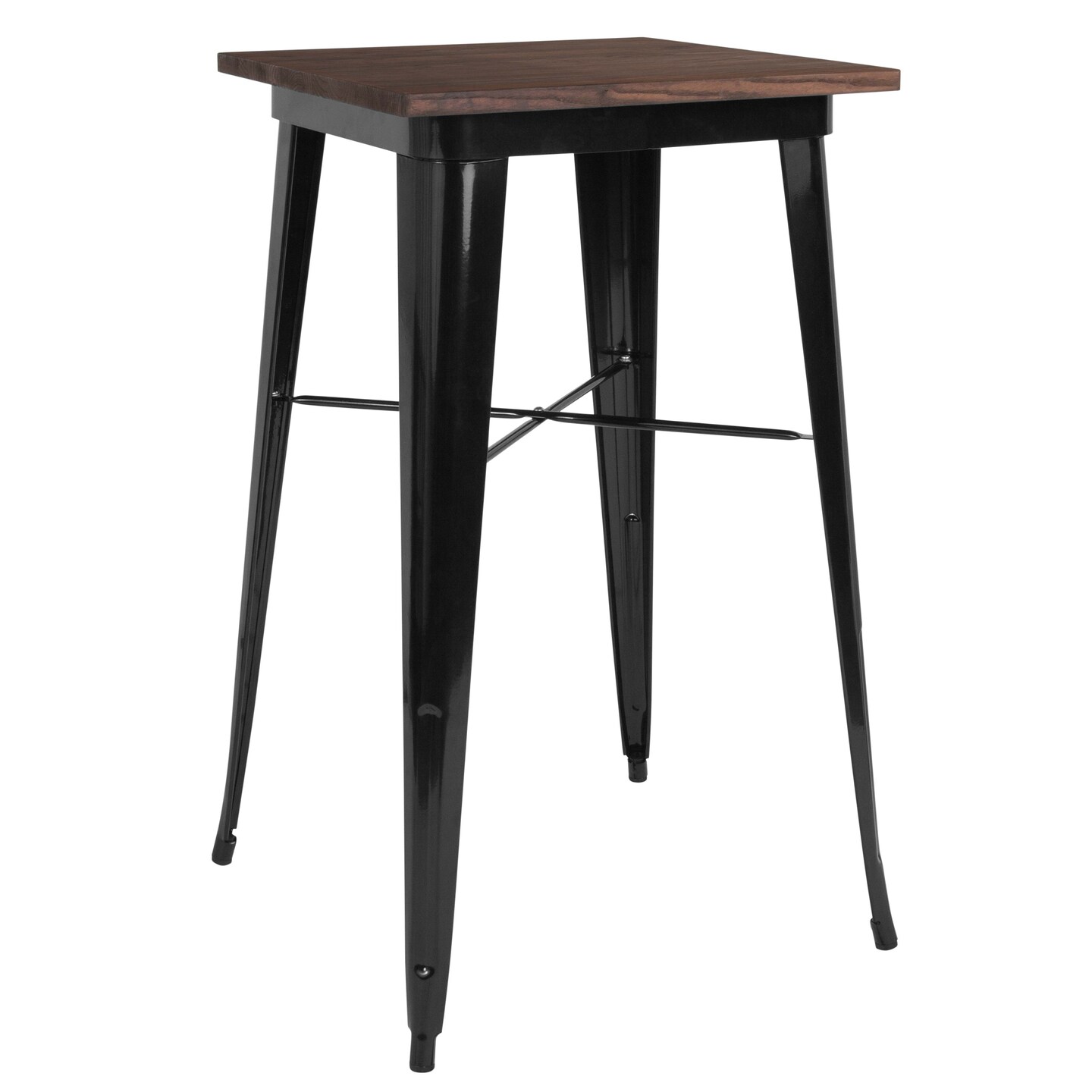 Merrick Lane Modern 23.5" Square Metal Table with Rustic Wood Top for ...