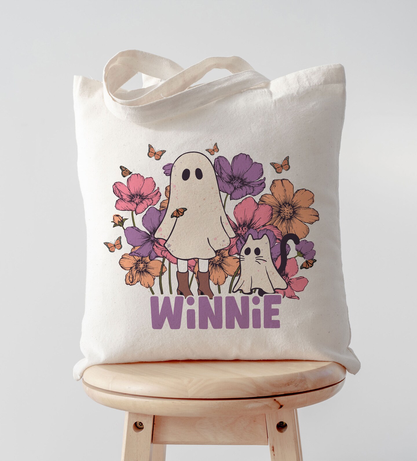 Halloween trick or treat tote bag, Custom Canvas Halloween Bag, Purple ...