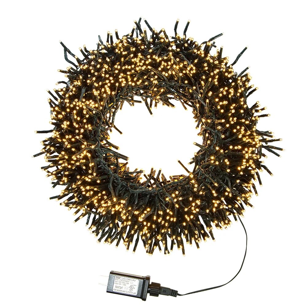 KSA 2000-Count Classic White LED Cluster Christmas Lights, 65 ft Green ...