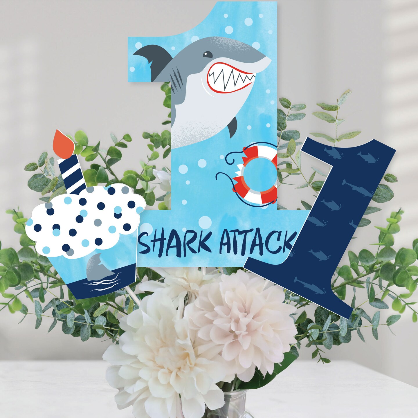 Big Dot of Happiness 1st Birthday Shark Zone - Jawsome Shark First ...