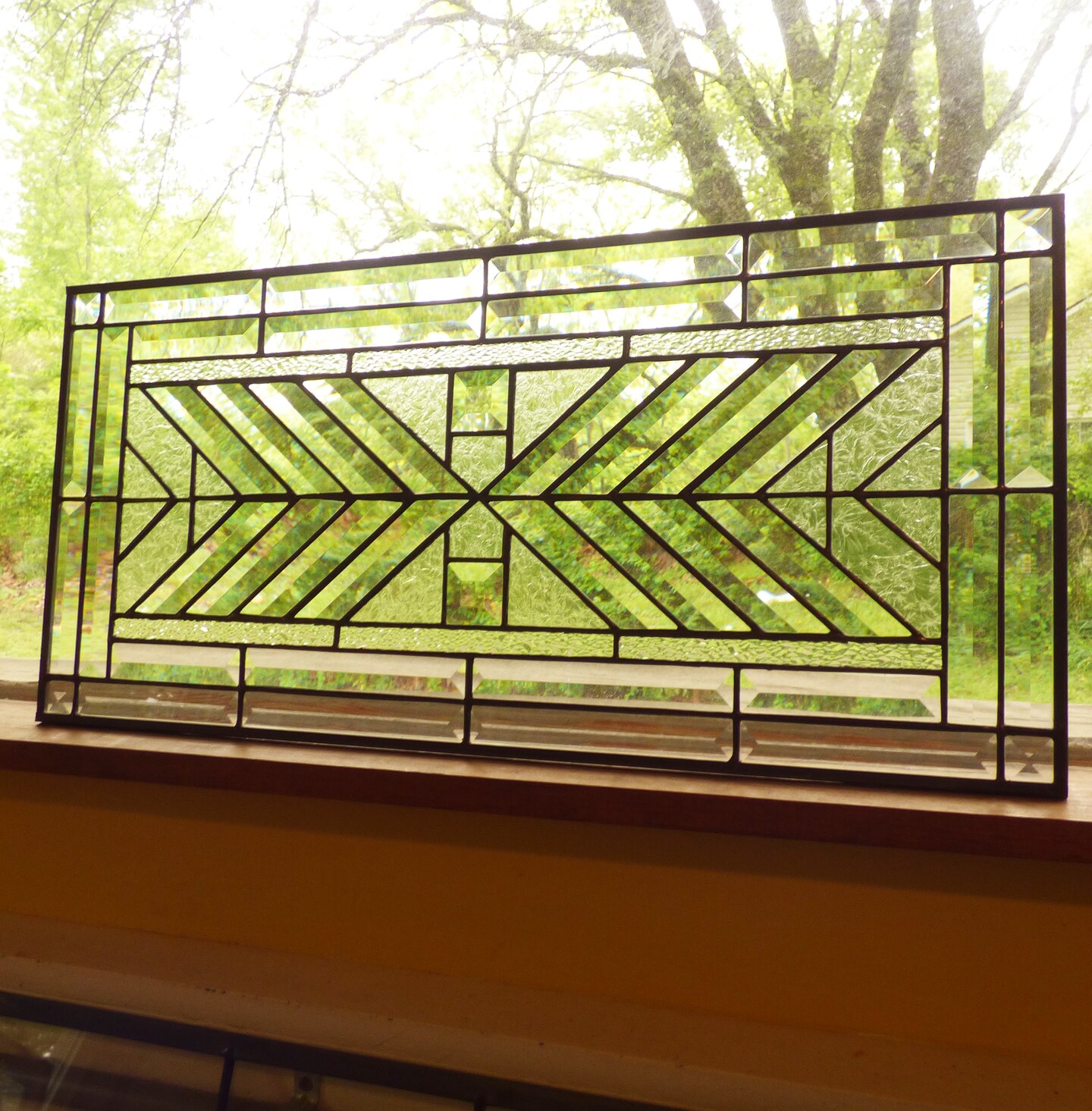 Custom Stained Glass Bevel Transom, Sidelight or Window - FLW Altered ...