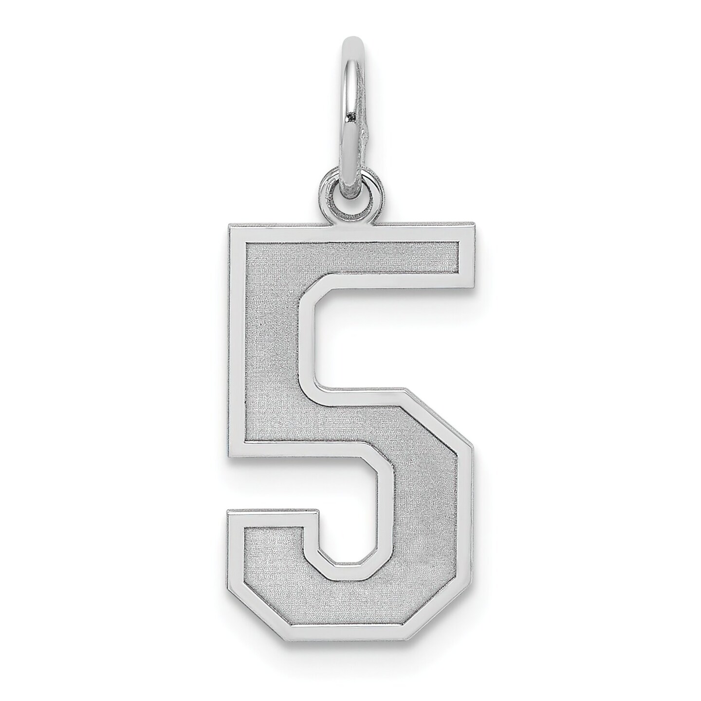 Sterling Silver Medium Satin Number 5 Charm Pendant Jewerly 22mm x 9mm ...