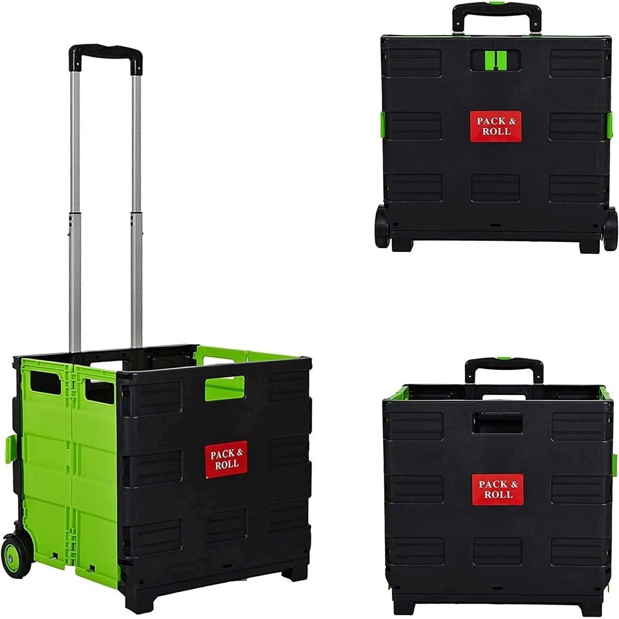 Medium Folding Rolling Utility Shopping Cart Black And Green | Michaels