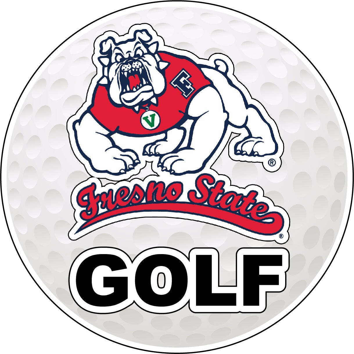 R and R Imports Fresno State Bulldogs 4-Inch Round Golf Ball Vinyl ...