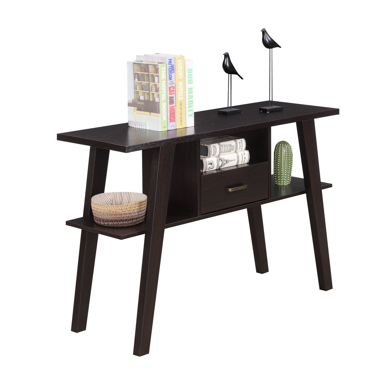 Convenience Concepts Newport Mike W Console Table with Drawer, Espresso ...