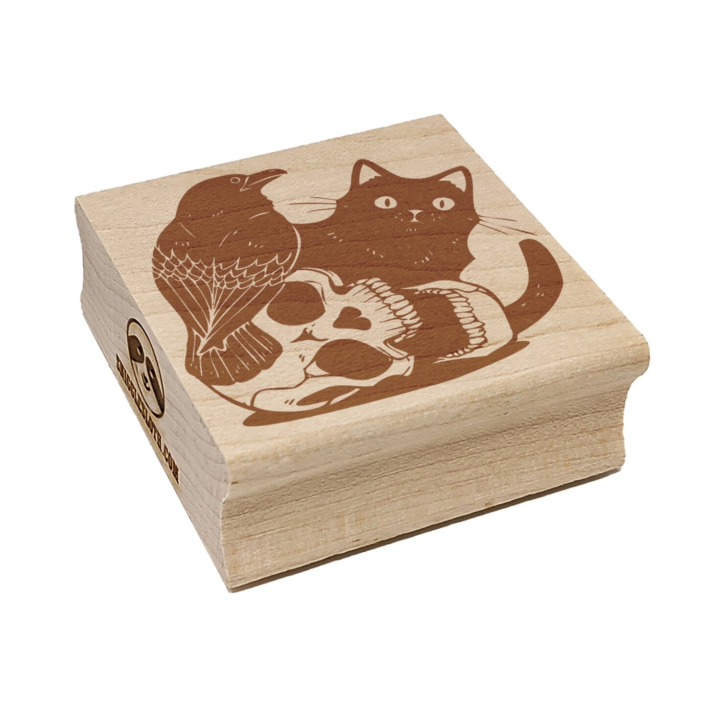 Cat and Crow with Skull Square Rubber Stamp for Stamping Crafting ...