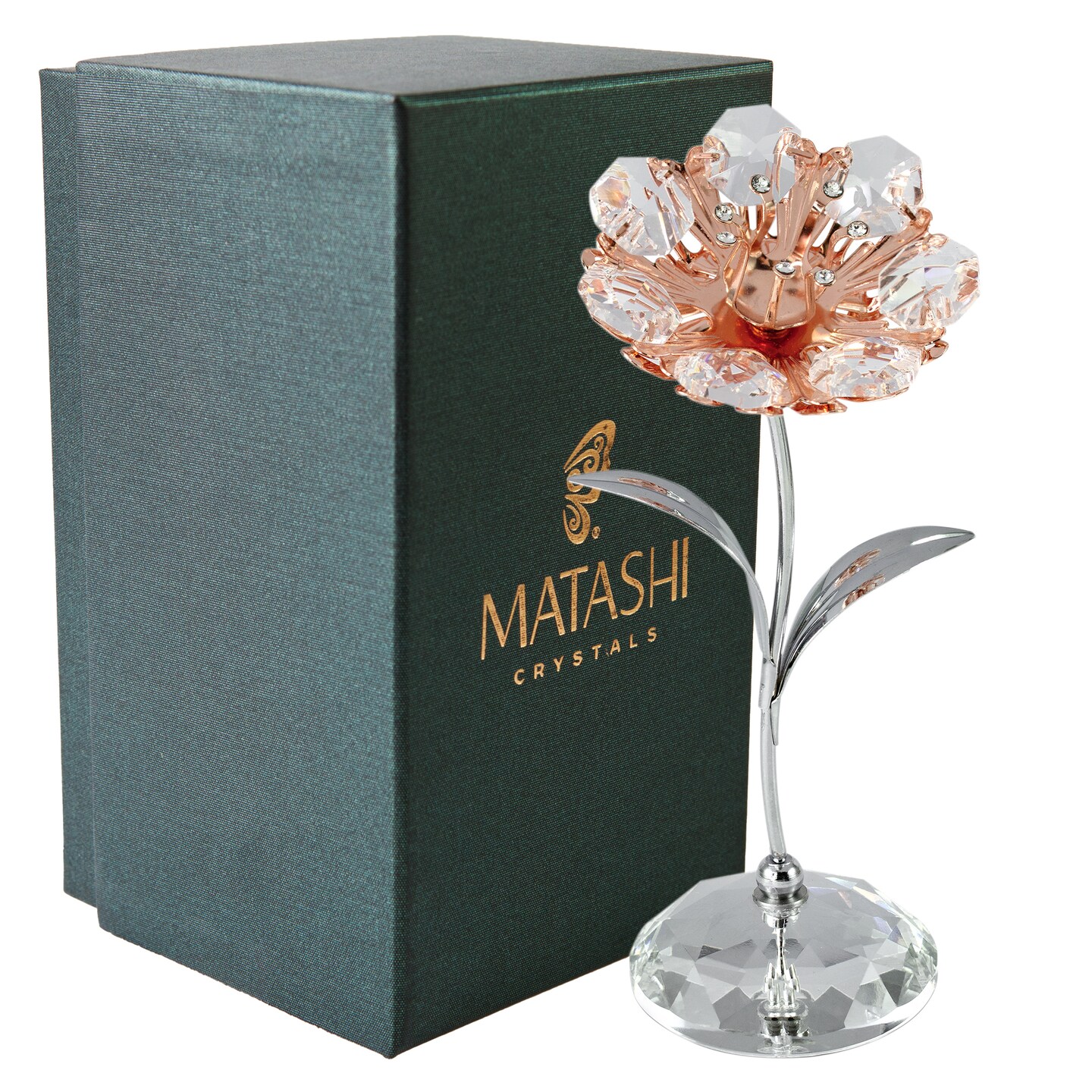 Matashi Chrome and Rose Plated Crystal Studded Sunflower Figurine Table ...