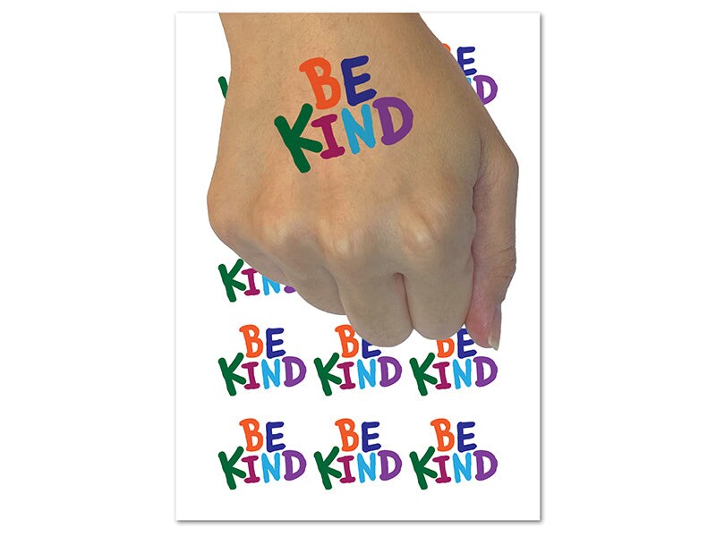 Be Kind Fun Text Temporary Tattoo Water Resistant Fake Body Art Set ...