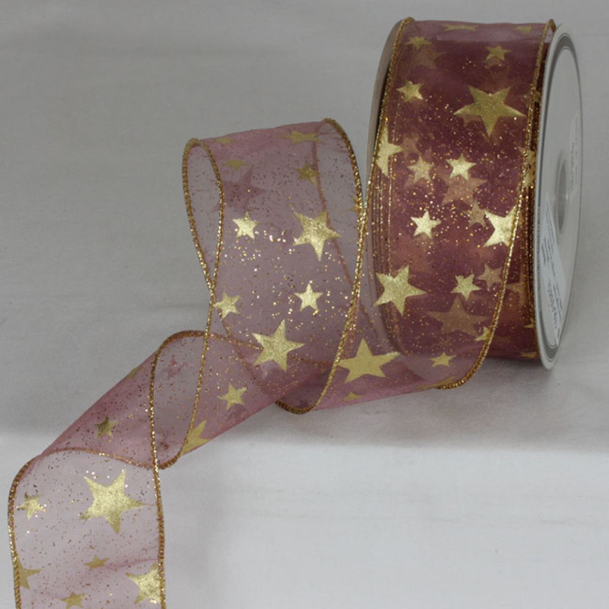 The Ribbon People Red and Gold Stars Sheer Metallic Wired Craft Ribbon 2" x 20 Yards | Michaels