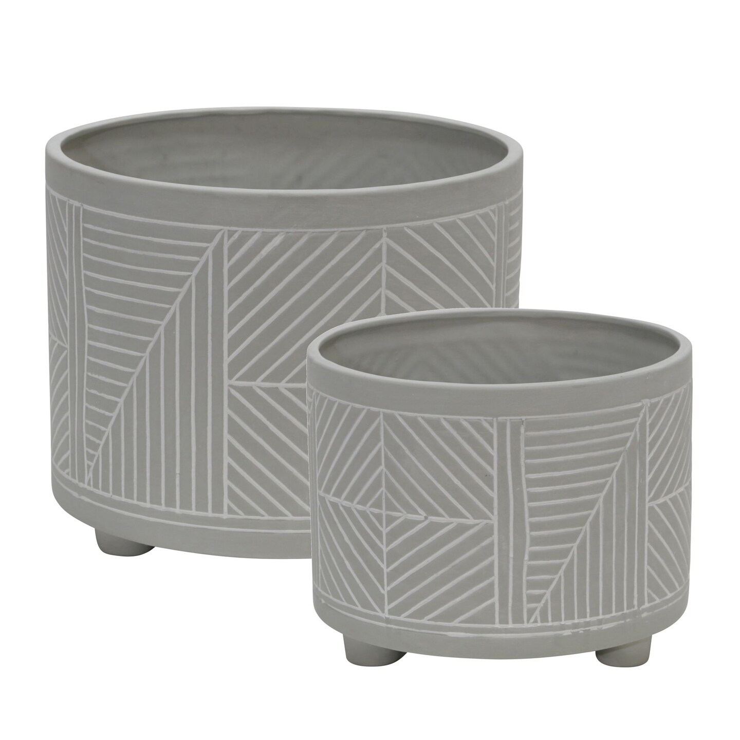 Kingston Living Diamond Footed Ceramic Outdoor Planters - 12" - Gray ...