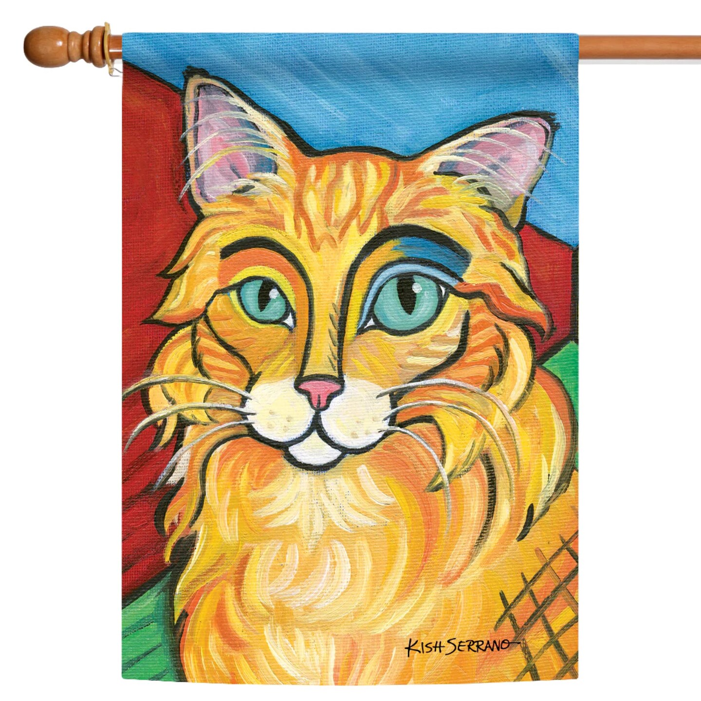 Toland Home Garden Pawcasso Long Haired Cat Outdoor House Flag 40" x 28 ...