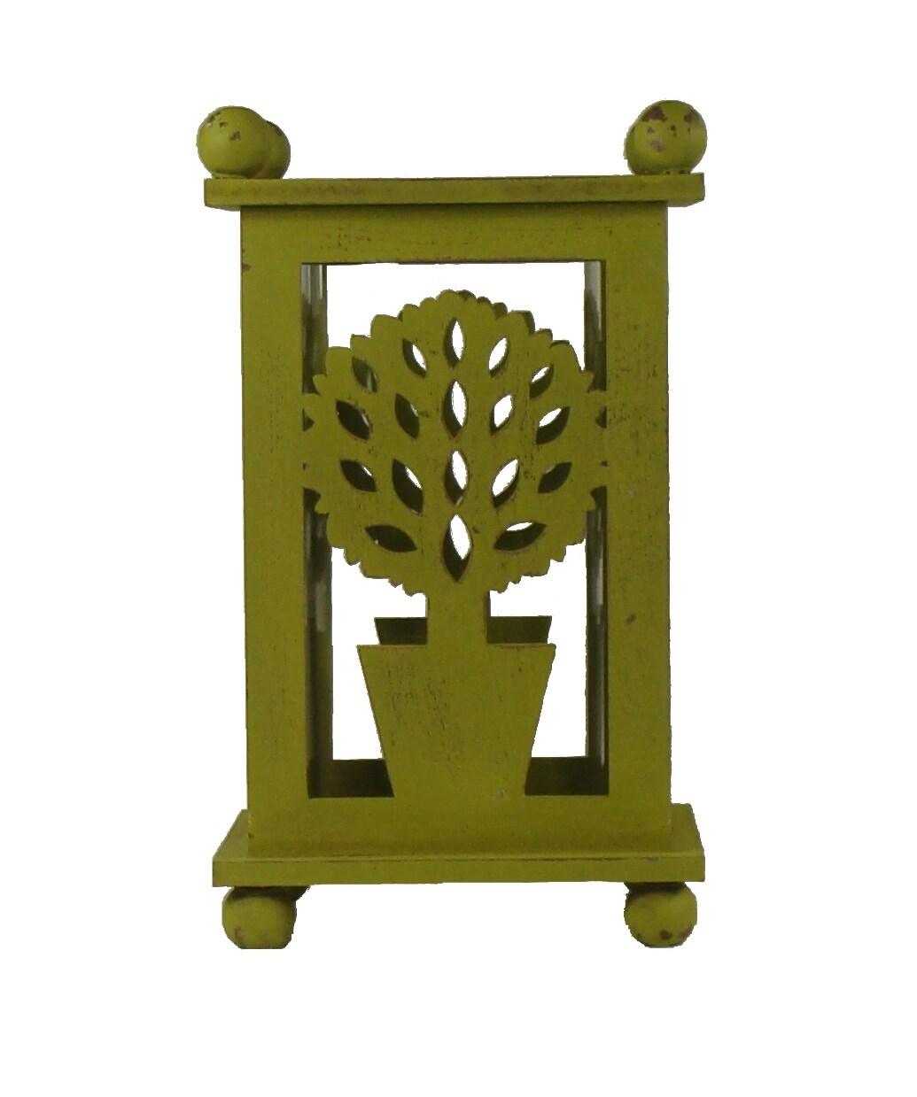 Melrose 12.5" Pistachio Green Distressed Large Ball Tree Cut-Out Pillar ...