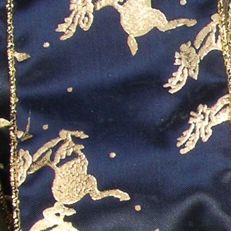 The Ribbon People Navy Blue and Gold Rudolf Wire Edged Craft Ribbon 3 ...