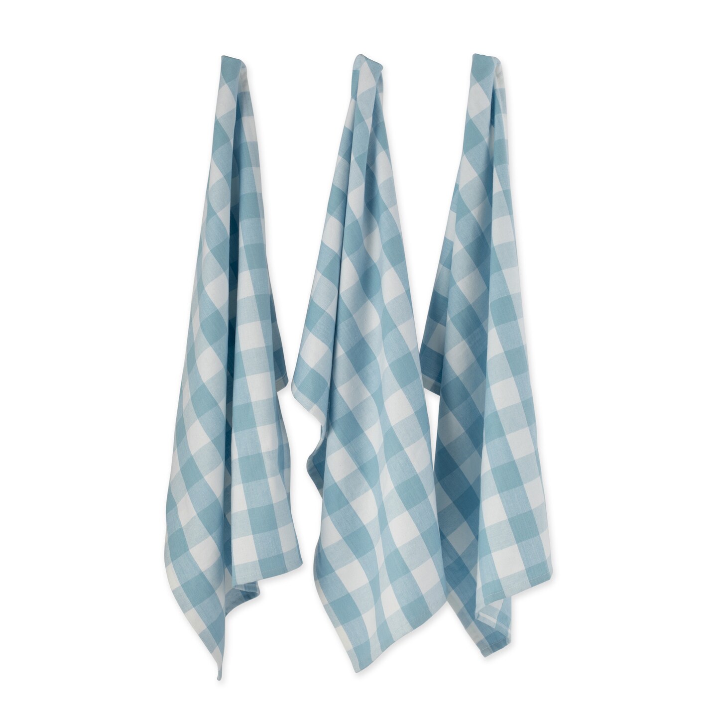 Contemporary Home Living Set of 3 Blue and White Checkered Dish Towel ...