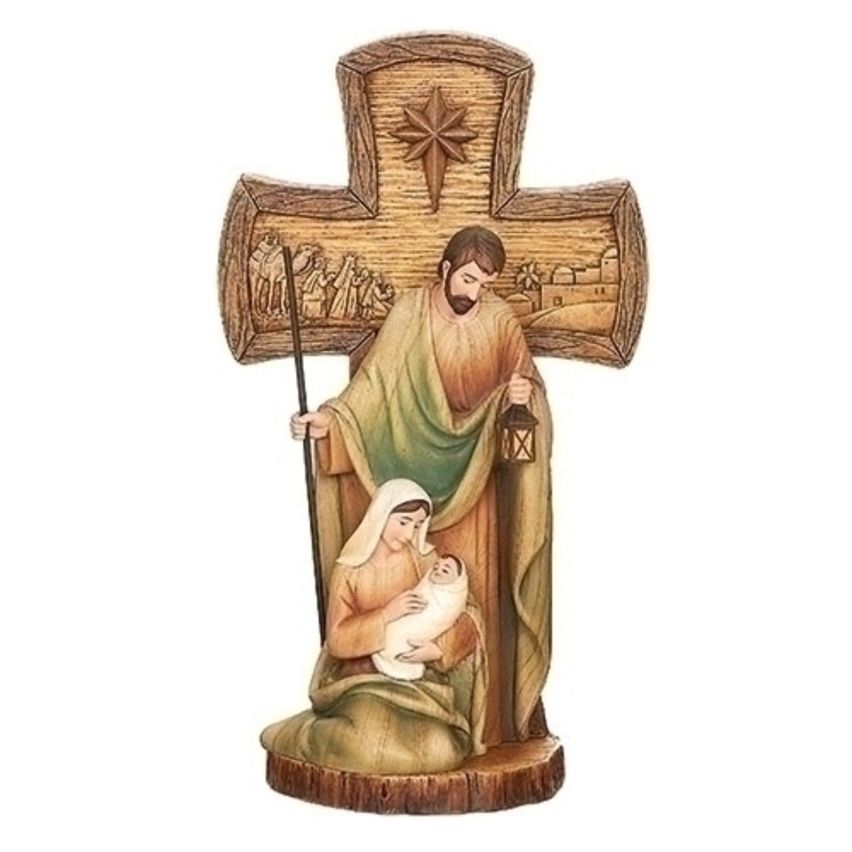 Roman Holy Family with Cross Nativity Tabletop Figurine - 18" - Brown ...