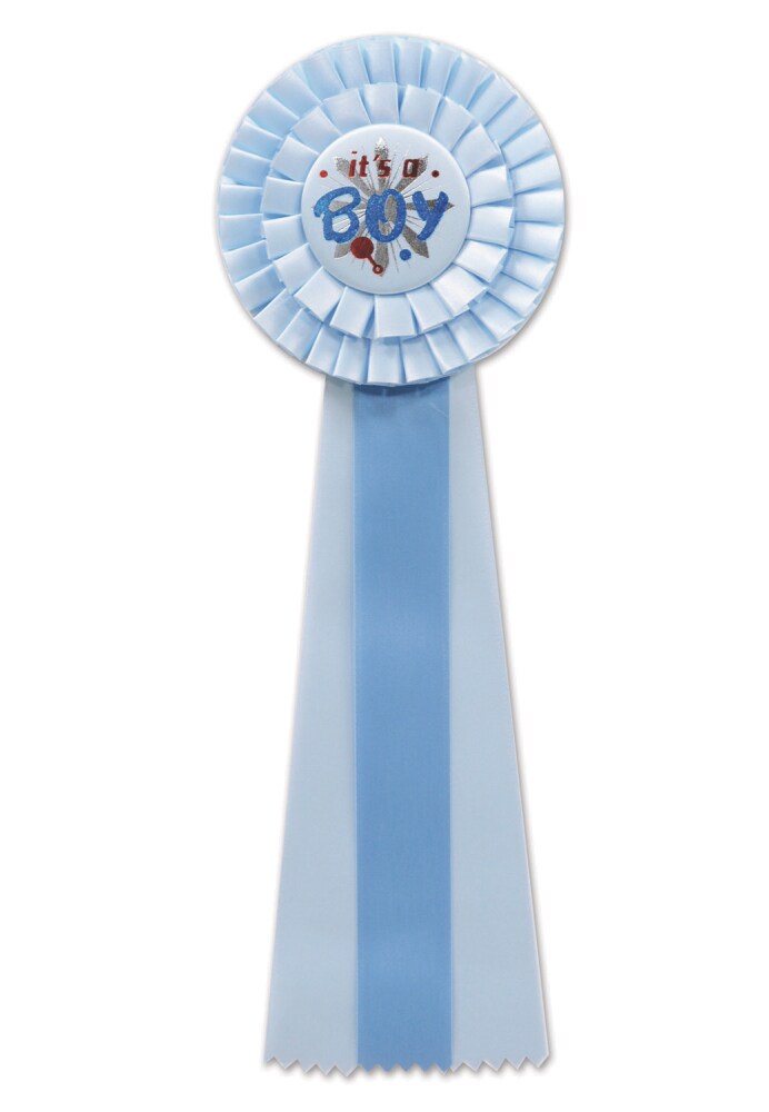 Beistle Pack of 3 Blue "It’s a Boy" Baby Shower Deluxe Rosette Ribbons ...