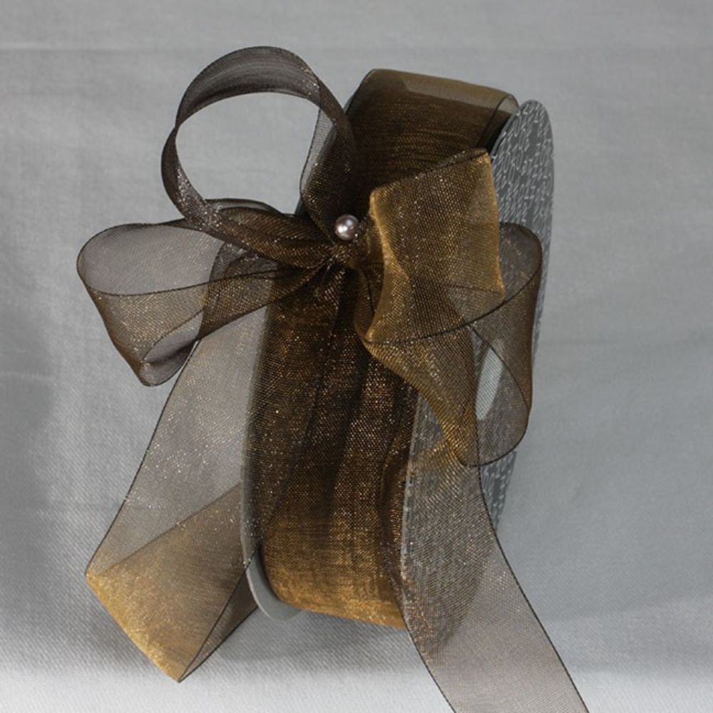 The Ribbon People Amber Brown and Silver Colored Shimmering Crystal ...