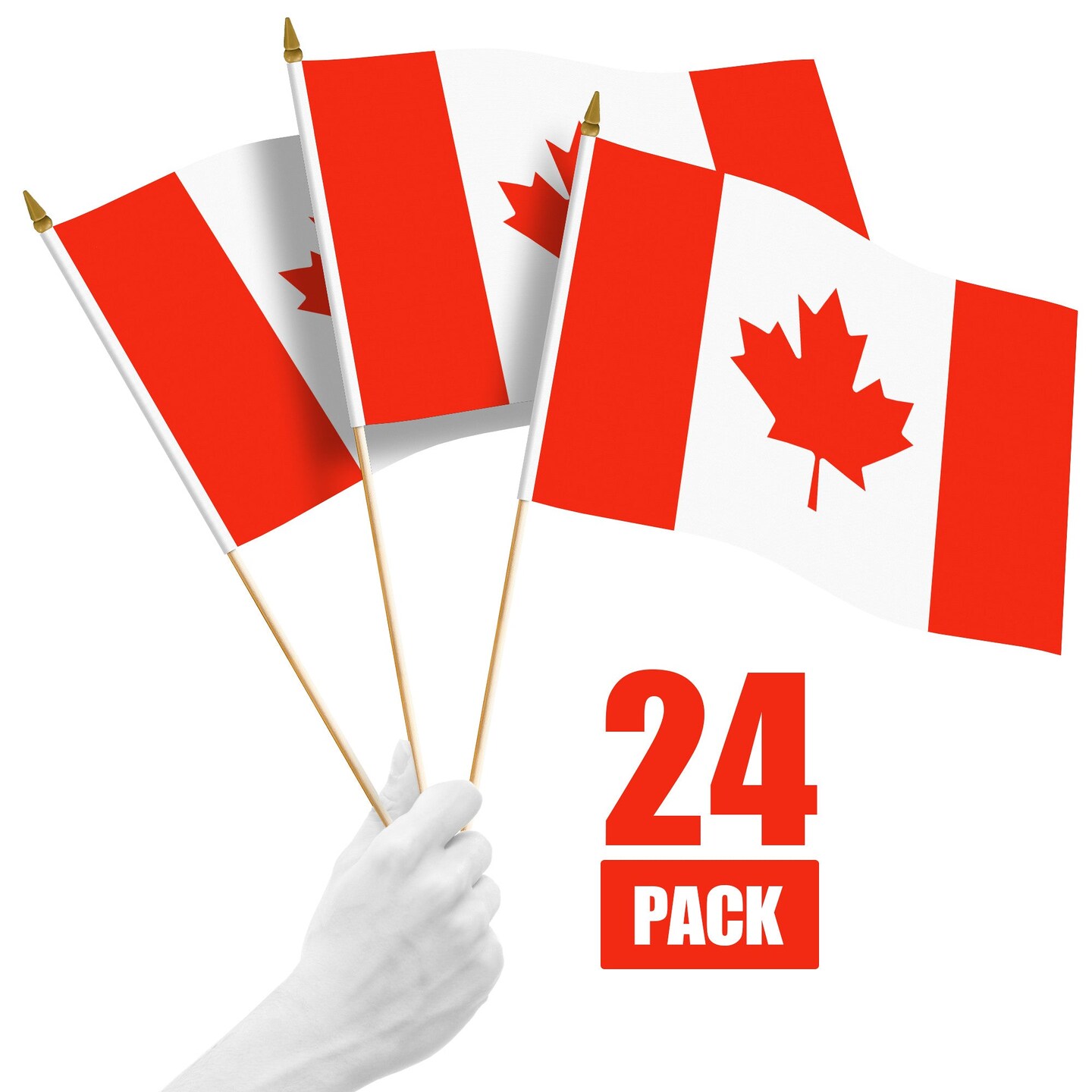 G128 24 Pack Handheld Canada Canadian Stick Flags | 12x18 In | Printed ...