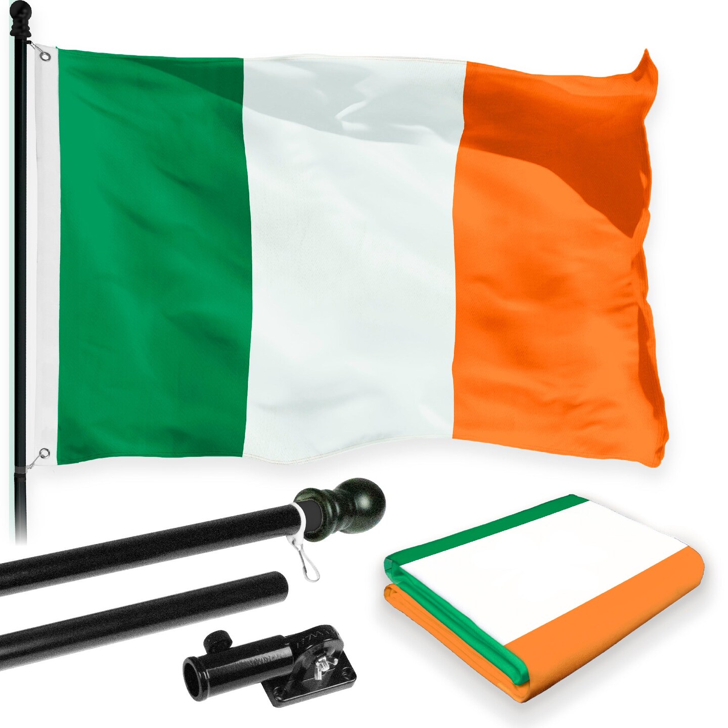 G128 Combo Pack: 6 Feet Tangle Free Spinning Flagpole (Black) Ireland ...