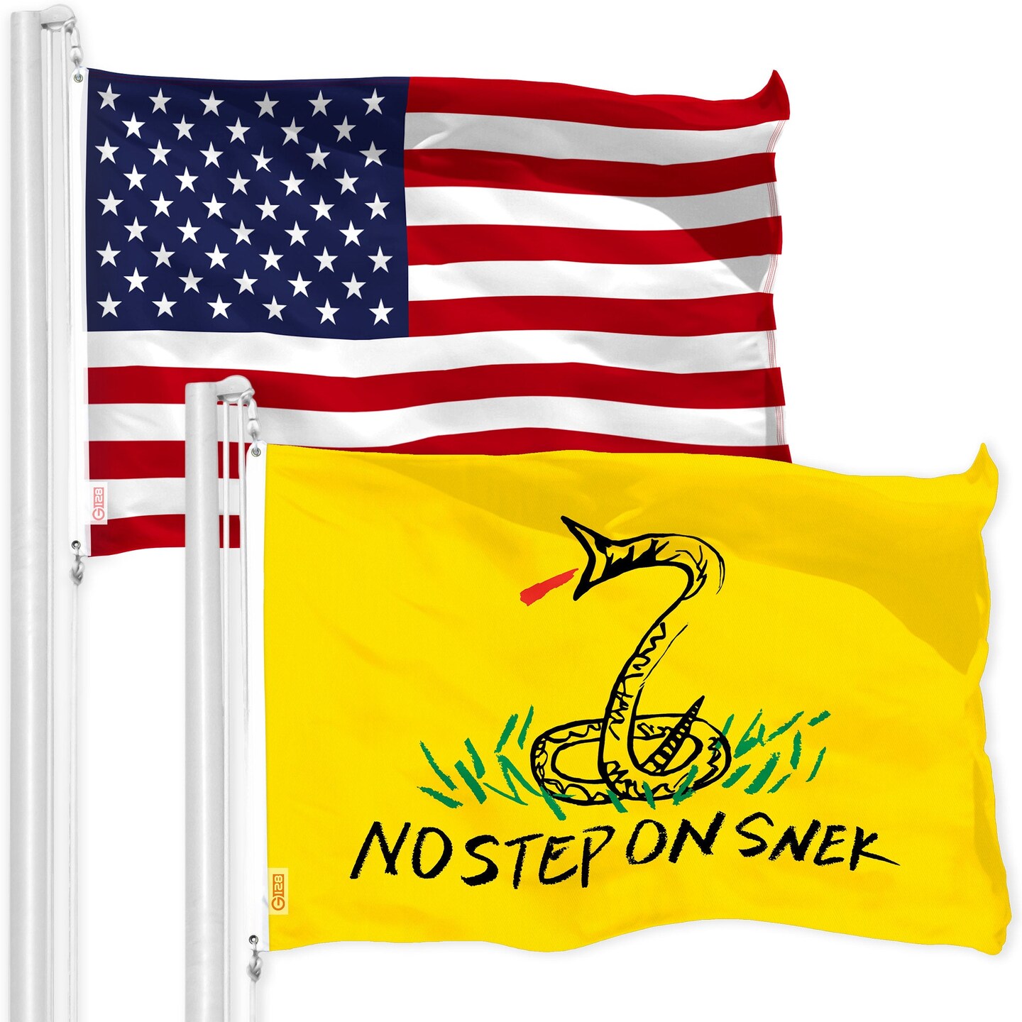 G128 Combo Pack: USA American Flag & No Step On Snek Flag 3x5 FT ...