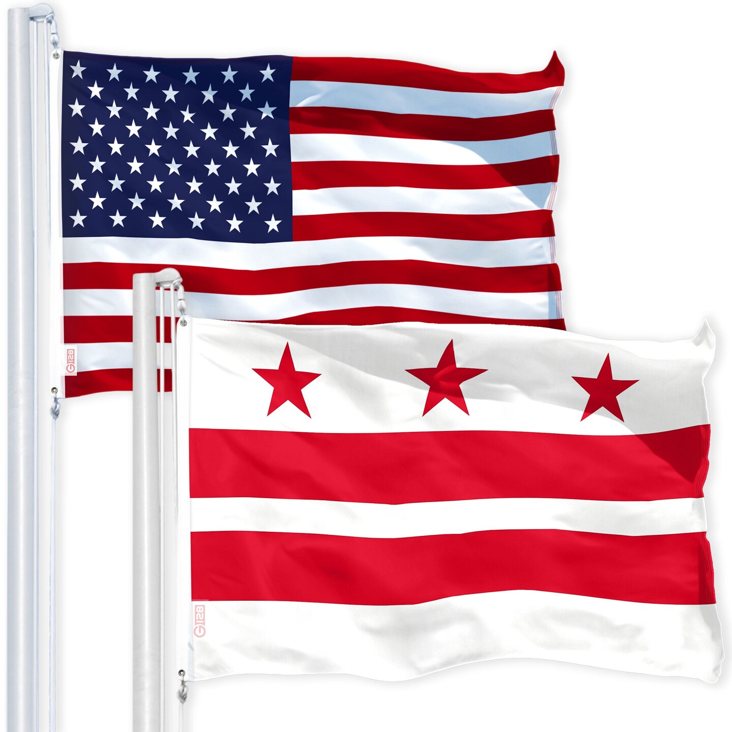 G128 Combo Pack: USA American Flag 3x5 Ft 150D Printed Stars ...