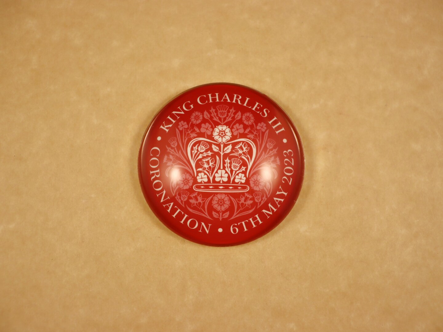 Coronation Paperweight, King Charles III, Red Emblem, Coronation Emblem ...