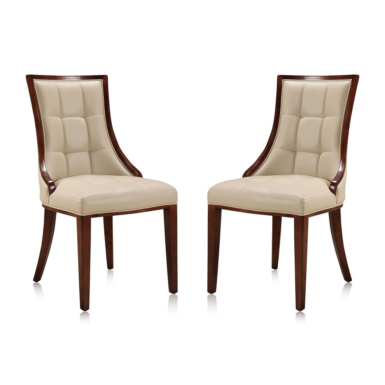 Manhattan Comfort Fifth Avenue Faux Leather Dining Chair and Walnut ...