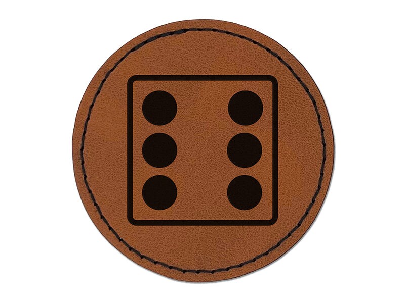 Six 6 Dice Die Round Iron-On Engraved Faux Leather Patch Applique - 2.5 ...