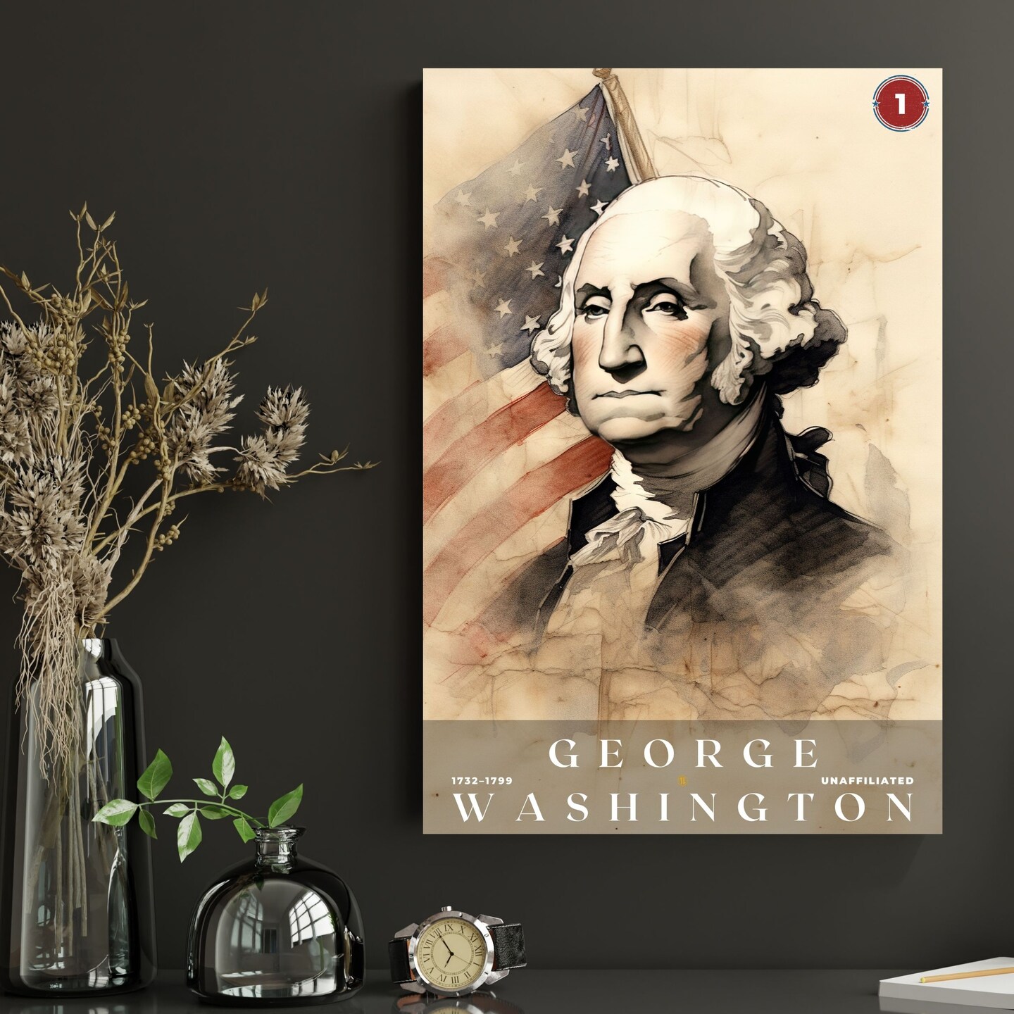 George Washington Poster, US President Print, Office Poster, Home Decor ...