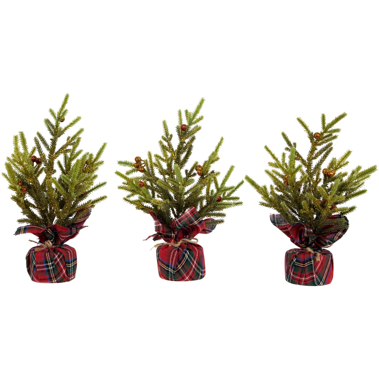 Northlight Mini Glittered Pine with Berries Artificial Christmas Trees ...