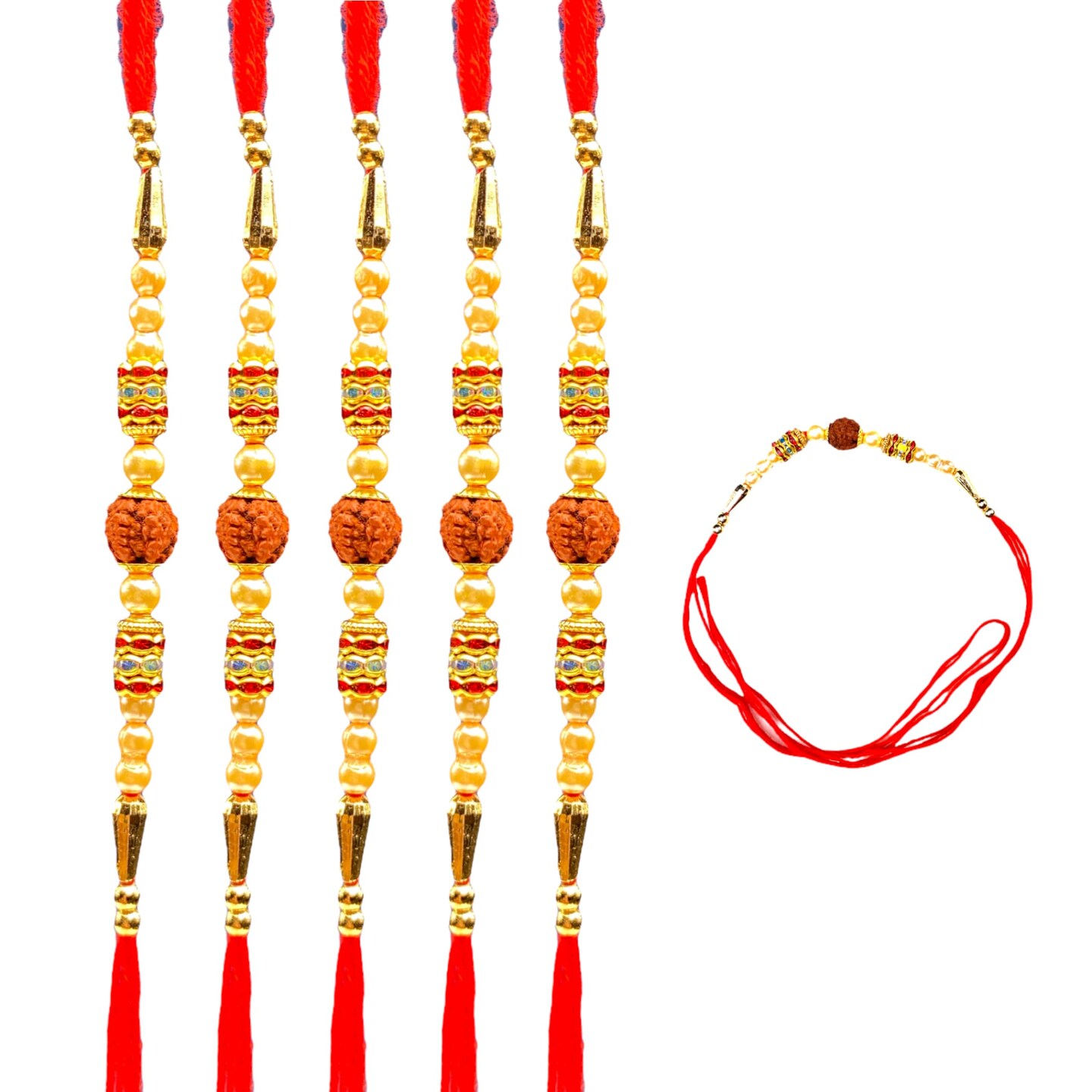 Wholesale 5, 10 Rudraksh Rakhi For Brother, Poojan Thread, Rakhri ...