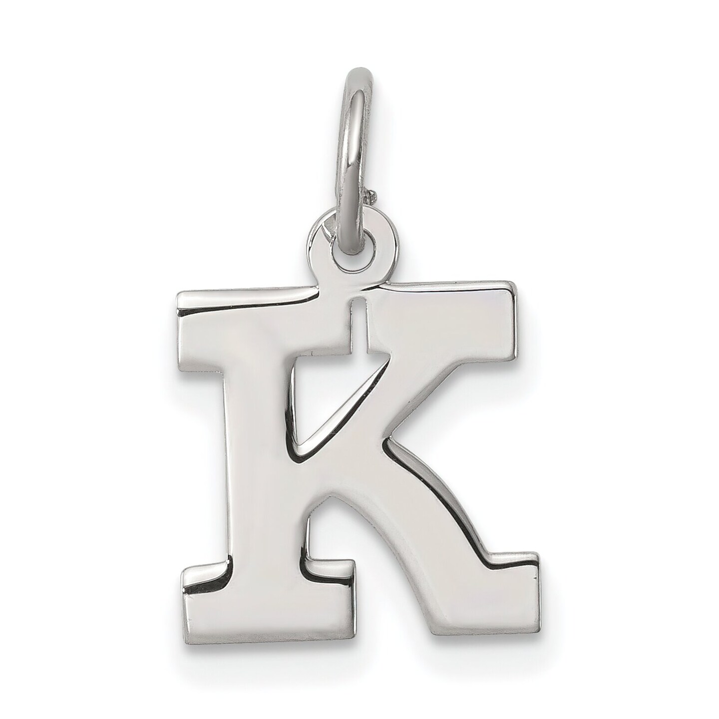 Sterling Silver Small Block Initial Letter K Charm Jewerly 16mm x 10mm ...