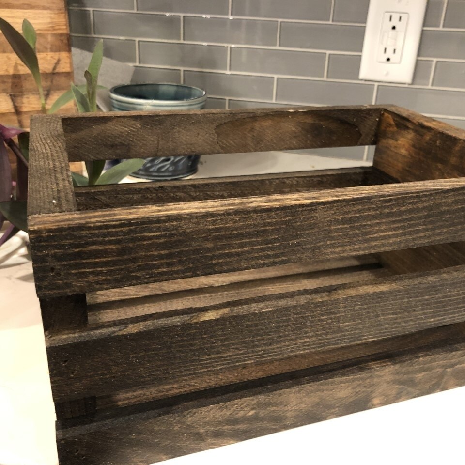 Mowoodwork Wood Storage Crate with the vintage rustic look stained dark ...